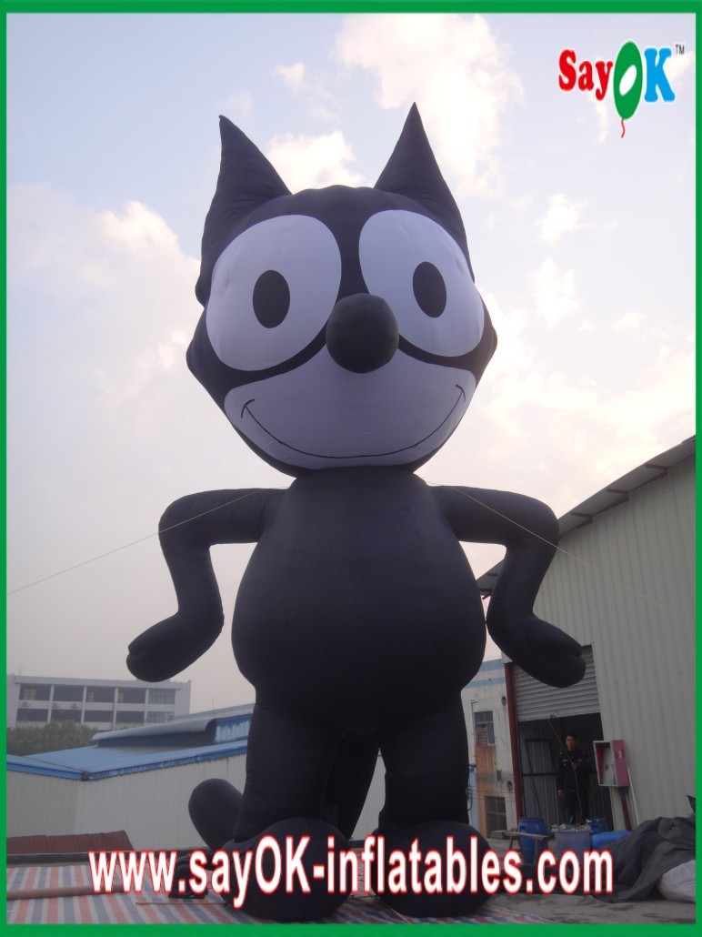 Blow Up Cartoon Characters Inflatable Black Cat / Strong Oxford Cloth ...